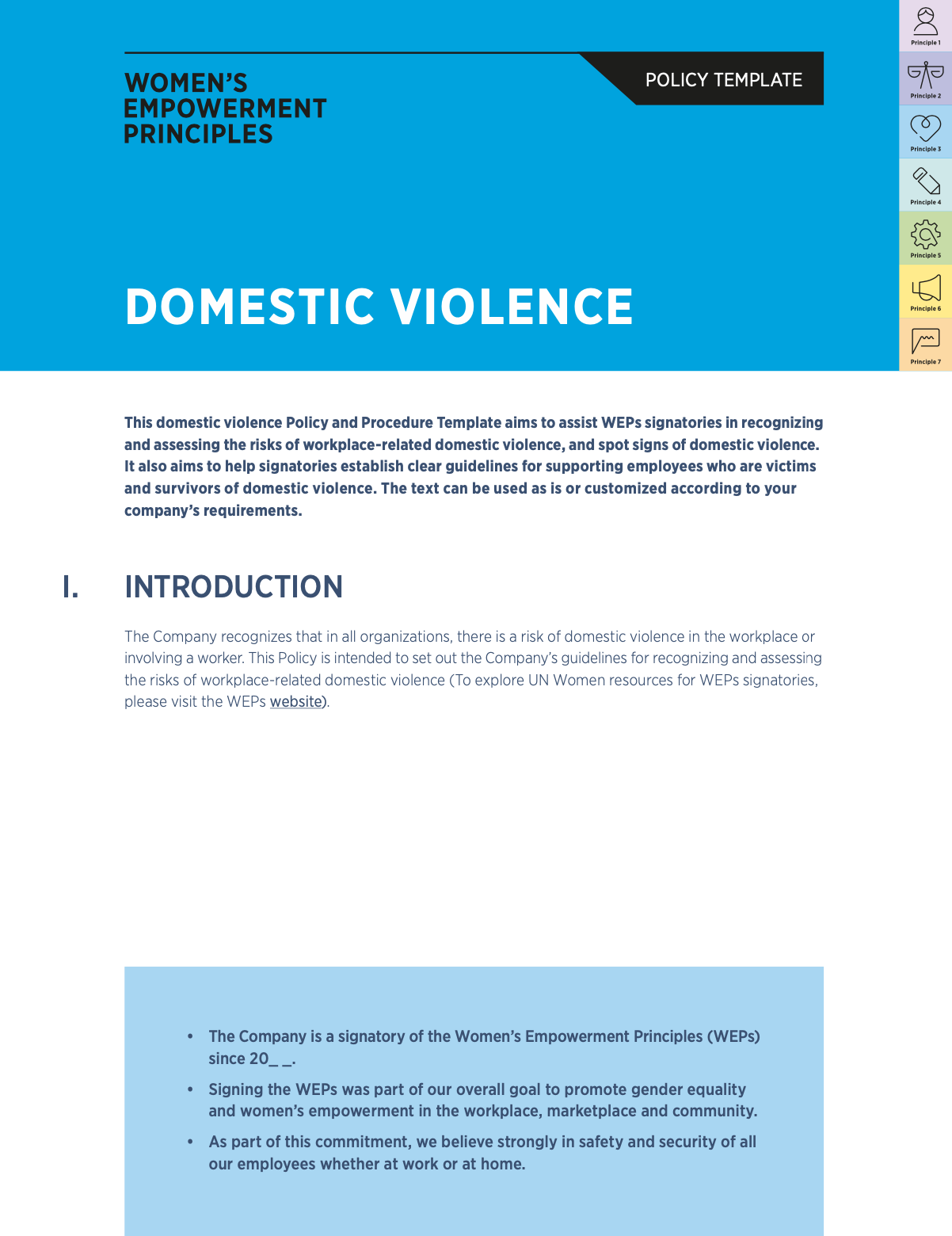 Domestic Violence Policy Template | WEPs